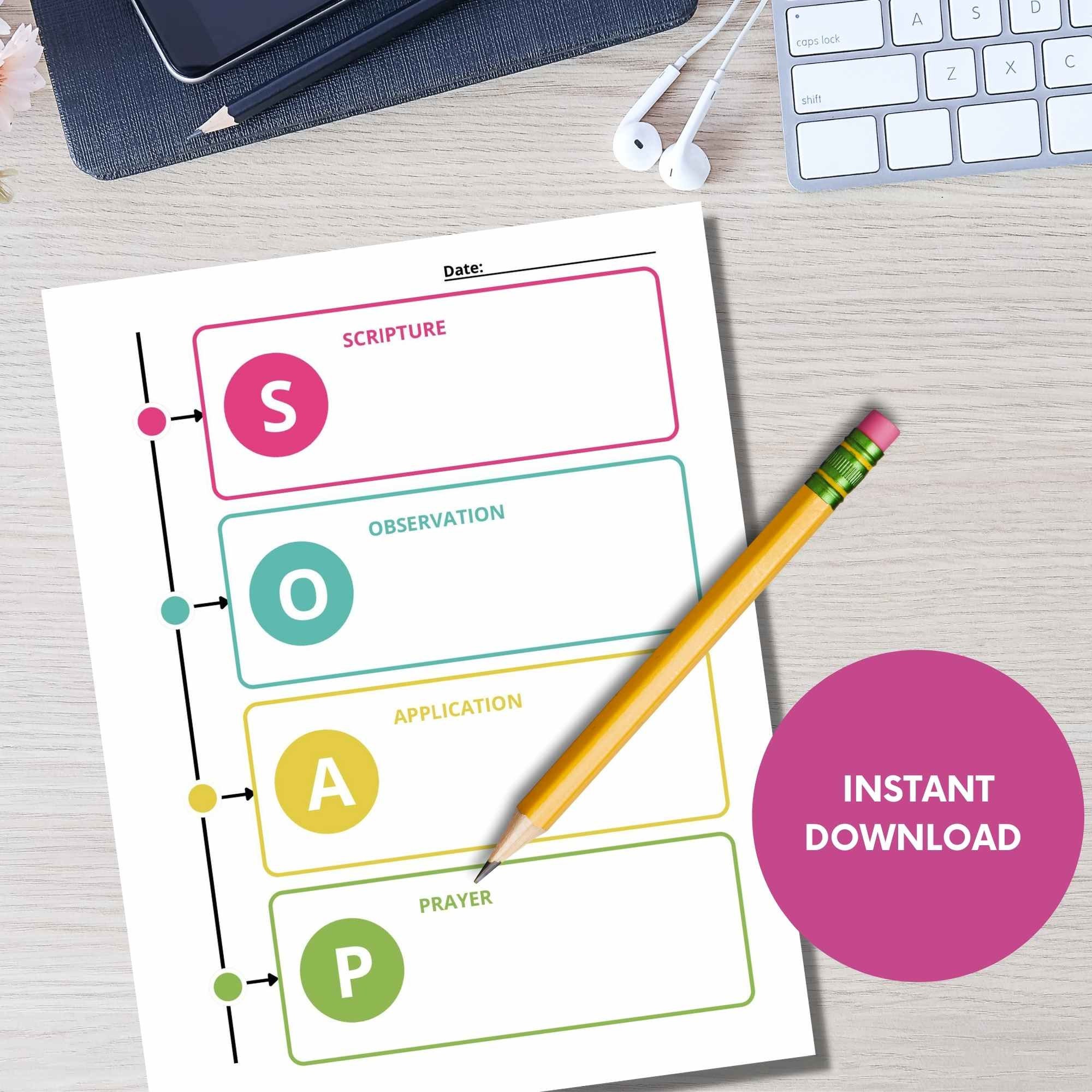 Printable SOAP Devotional Template for Youth Group,christian Bible ...