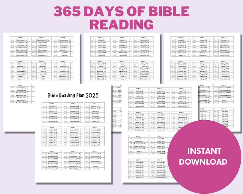 2023 Printable Bible Reading Plan Read the Bible in 1 Year - Etsy