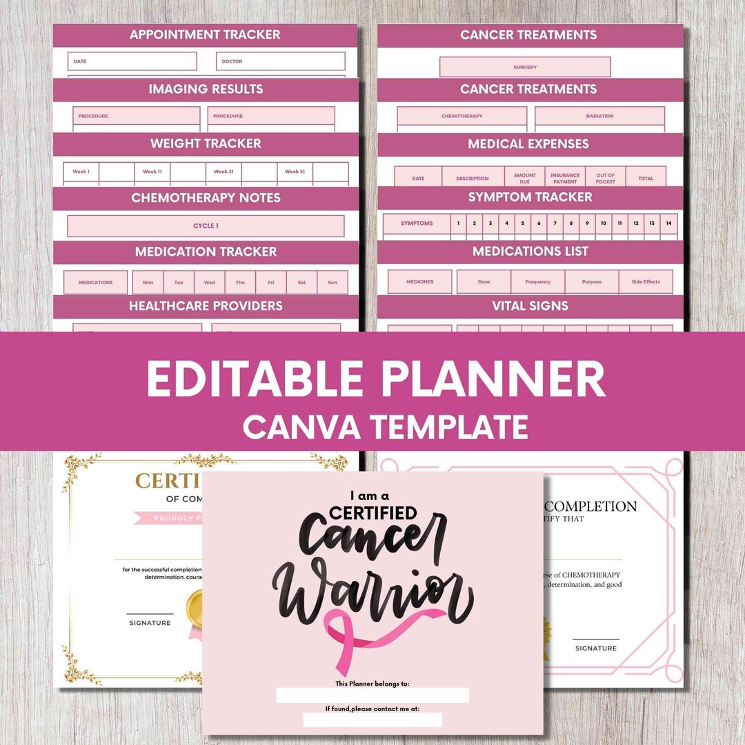 Cancer Patient Planner: Editable Canva Template (digital Download) - Etsy