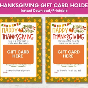 Happy Thanksgiving Printable Gift Card Holder,employee Neighbor Friend ...