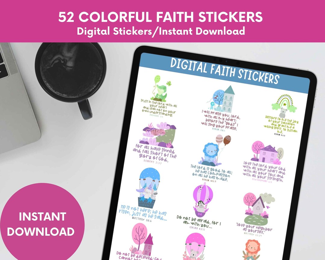 52 Bible Verse Christian Digital Stickers for Goodnotes,bible Planner ...