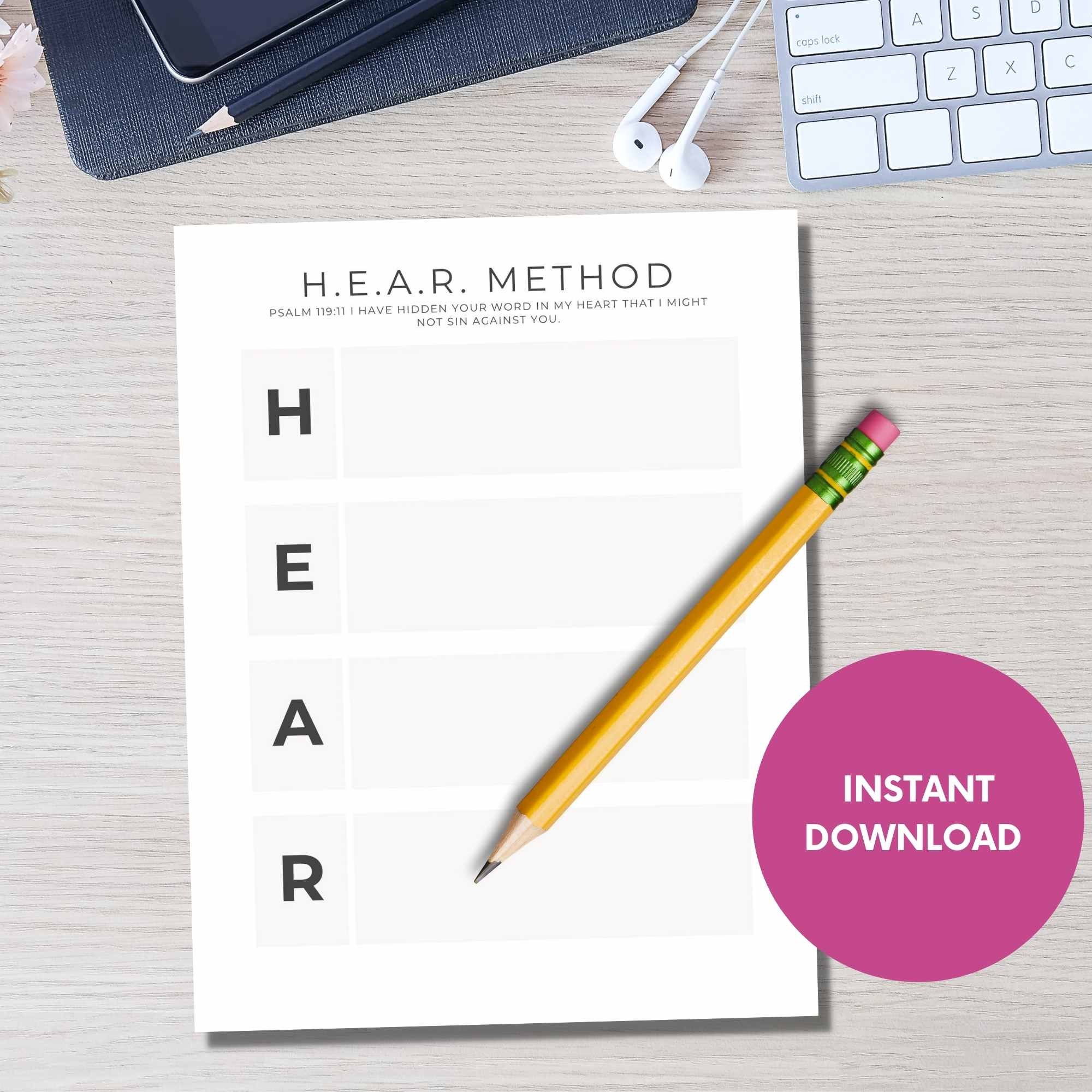 Printable HEAR Bible Study Tool for Beginners,christian Devotional ...