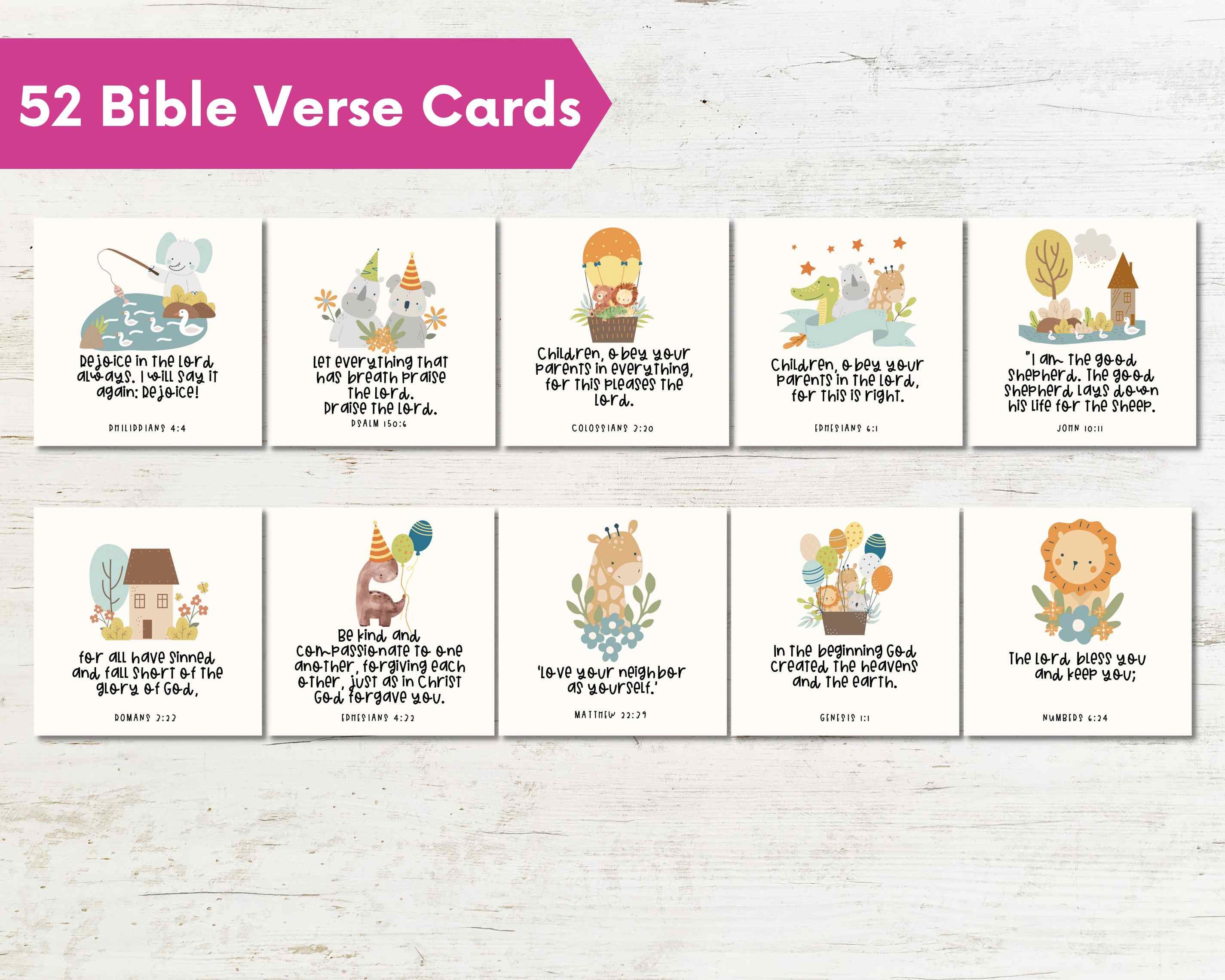 52 Bible Verse Scripture Flashcards Memory Verse,kids Christian ...