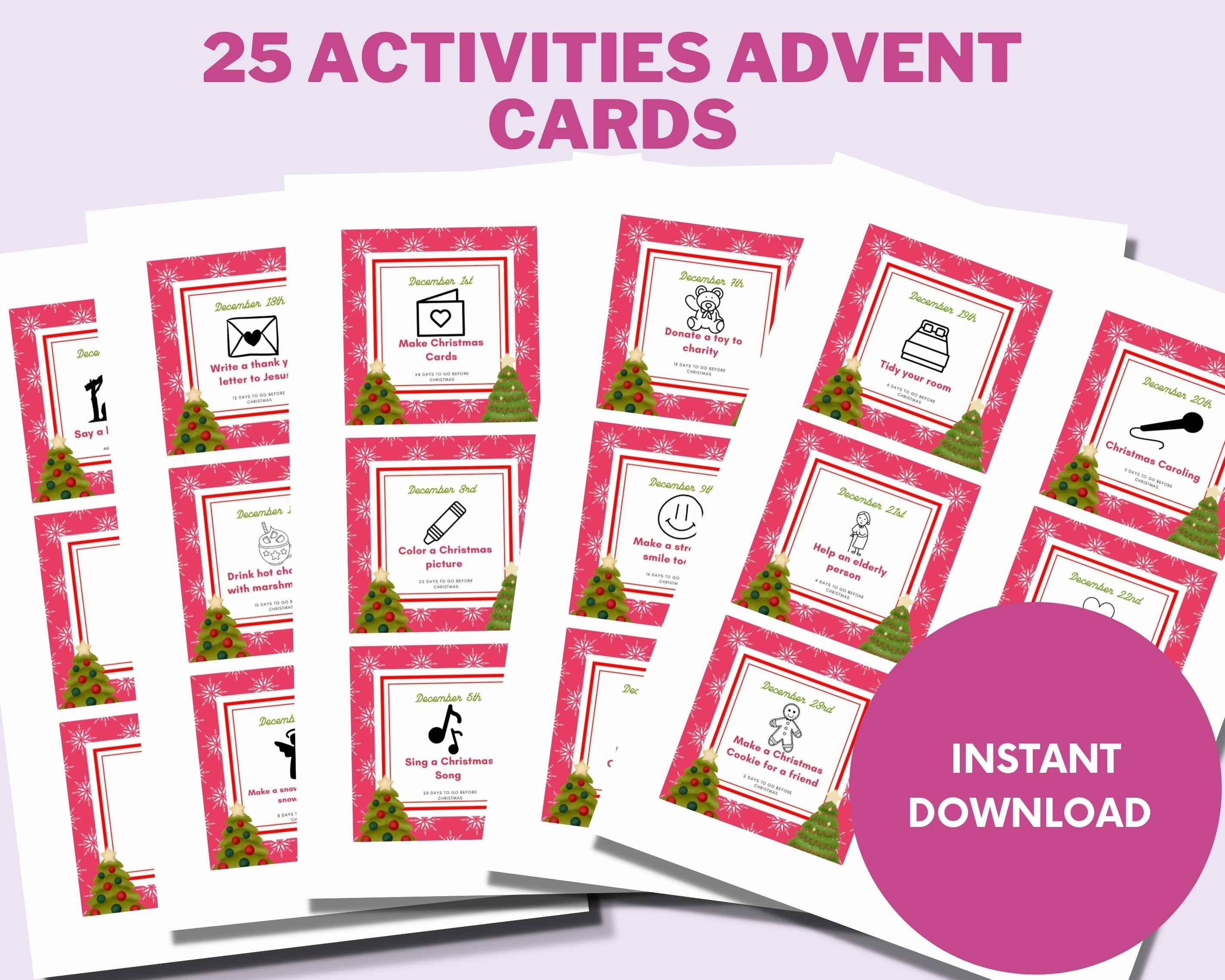 Printable Family Christian Christmas Activities Advent Calendar,kids ...