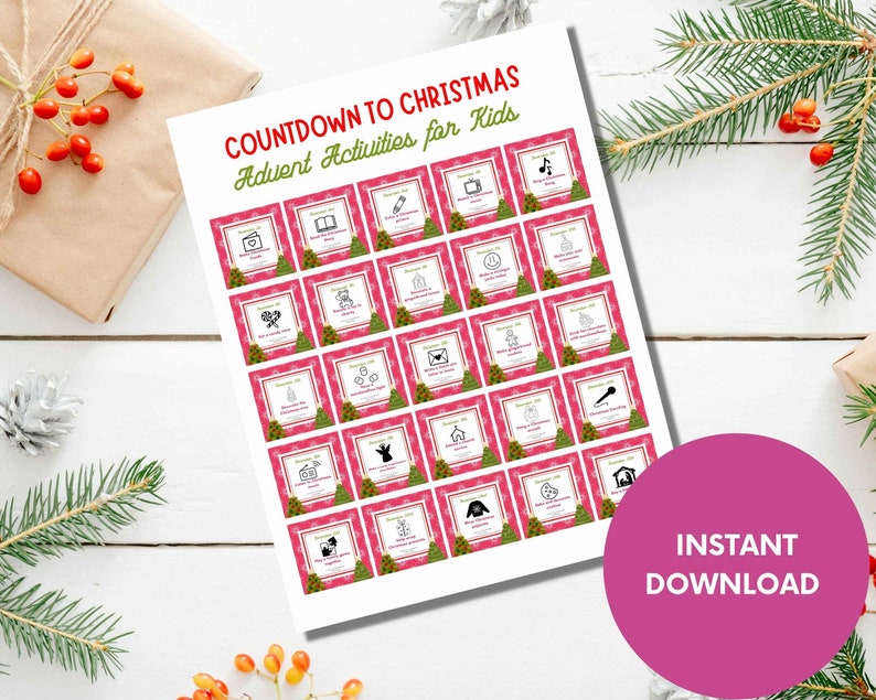 Printable Family Christian Christmas Activities Advent Calendar,kids ...