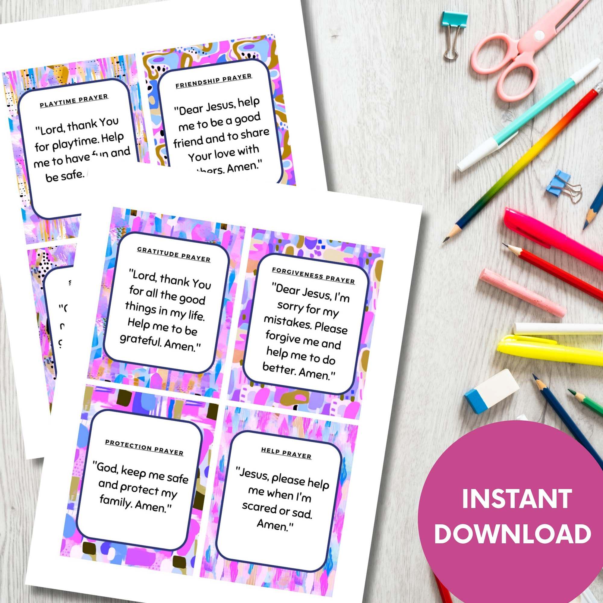 32 Printable Scripture Cards for Kids, Christian Prayer Card Set,church ...
