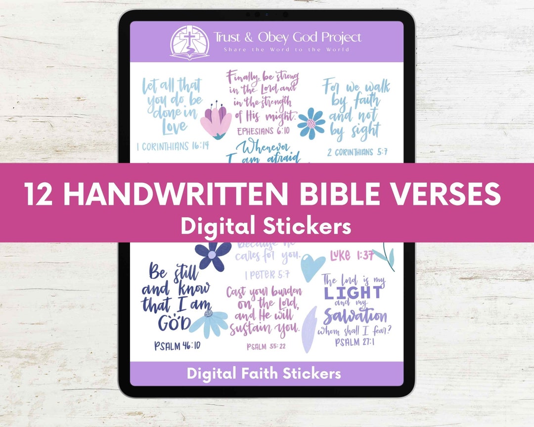 Handwritten Bible Verse Digital Stickers for Goodnotes Planner ...