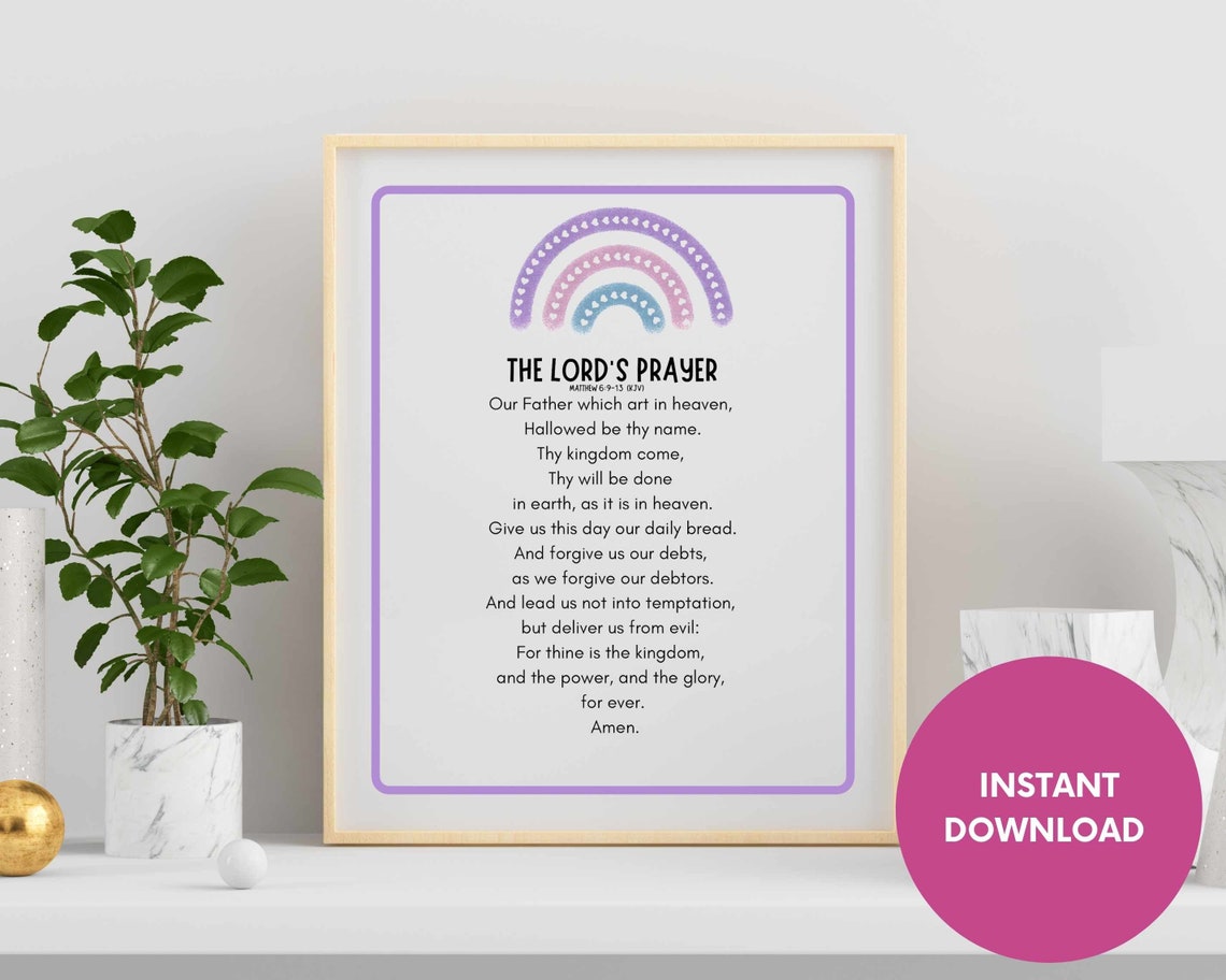 The Lords Prayer Printable for School,daily Morning Prayer for Kids,our ...