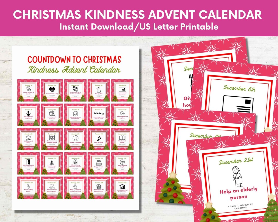 Printable Christmas Kindness Advent Calendar: DIY Family Activity (PDF ...