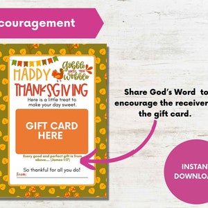 Happy Thanksgiving Printable Gift Card Holder,employee Neighbor Friend ...