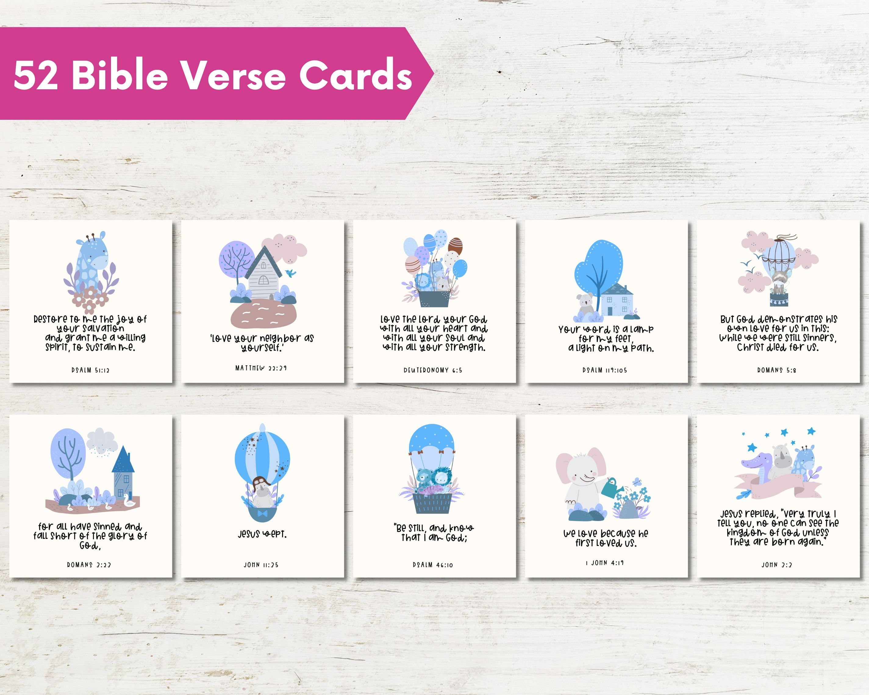 52 Bible Verse Scripture Flashcards Memory Verse,kids Christian ...