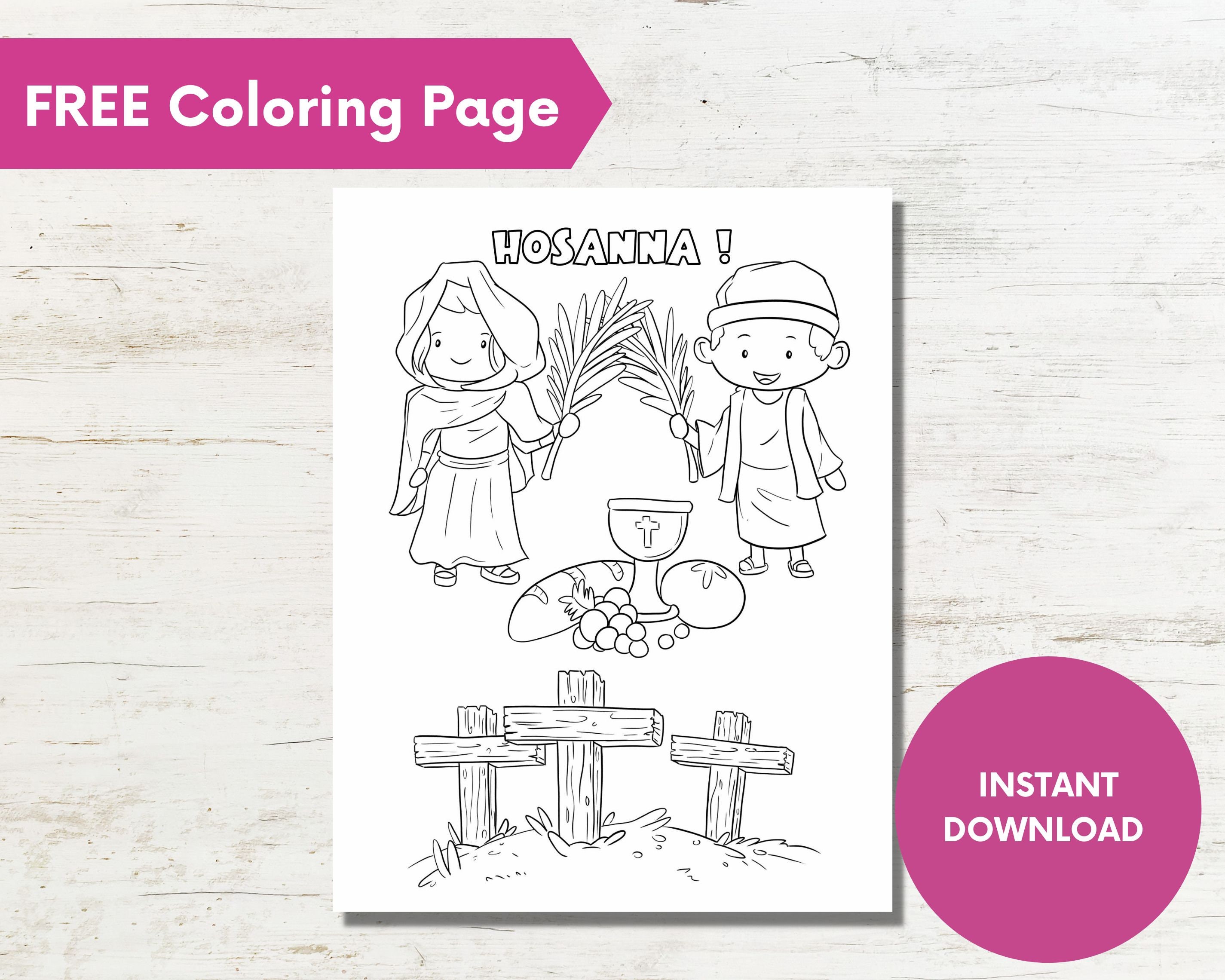 Set of 6 Easter Coloring Pages for Kids, Sunday School Children ...