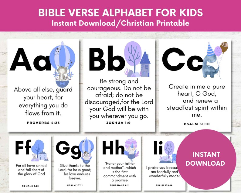 8x11 Bible Verse Scripture Flashcards for Sunday School,kids ABC Bible ...