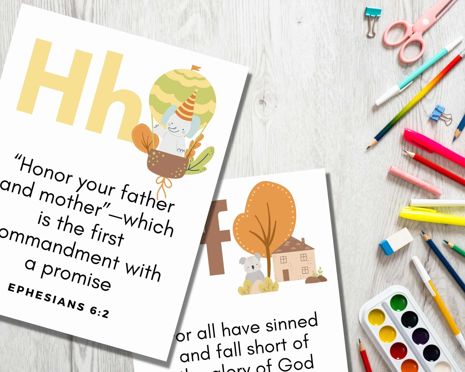 8x11 Bible Verse Scripture Flashcards for Sunday School,kids ABC Bible ...