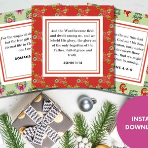 Printable Christmas Scripture Cards for Gift Enclosure,bible Verse ...
