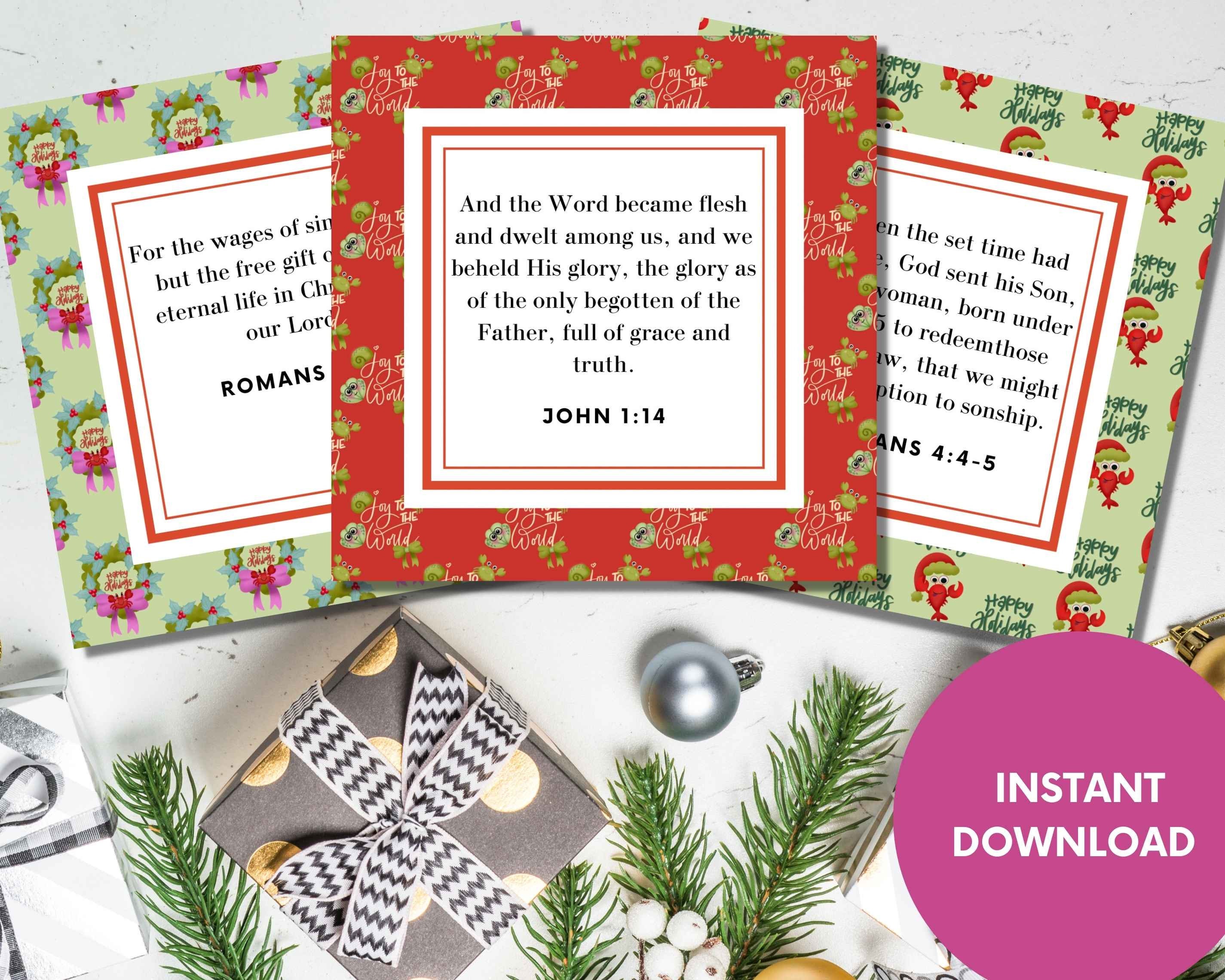 Printable Christmas Scripture Cards for Gift Enclosure,bible Verse ...