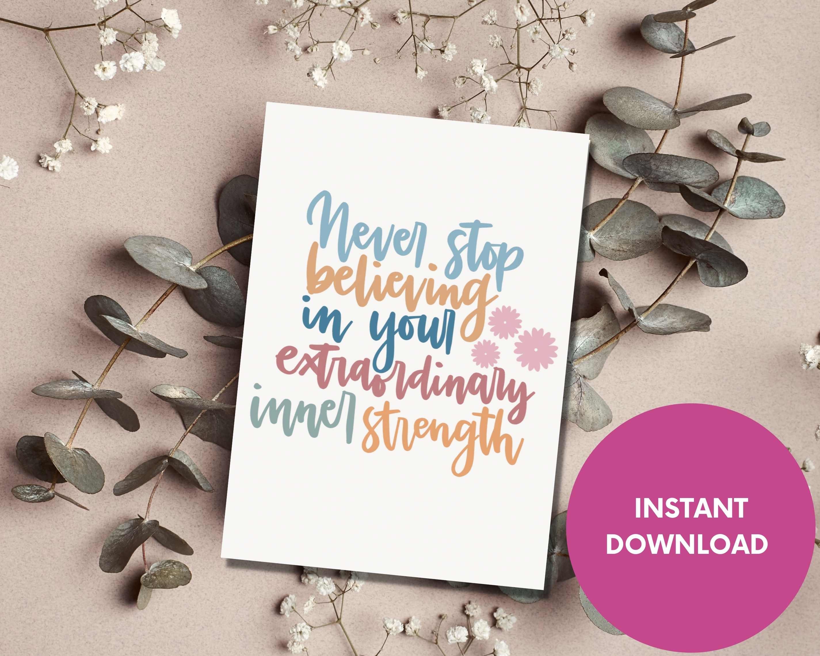 Printable Get Well Soon Cancer Card,empathy Encouragement Thinking of ...