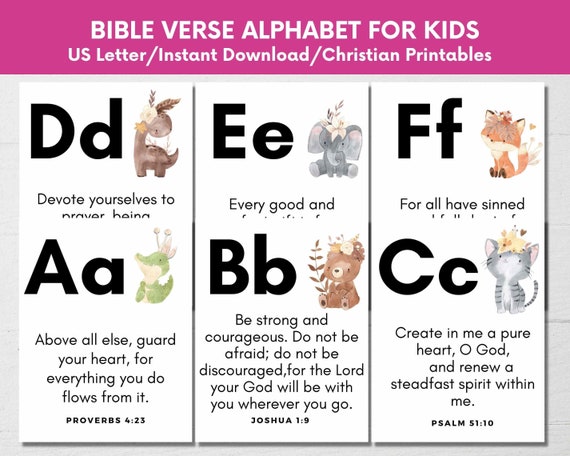 Kids Printable Alphabet Bible Verse Cards From A to ZABC - Etsy