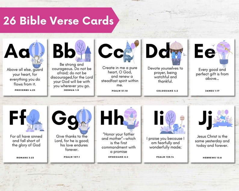 ABC Bible Verse Cards: Kids Scripture Memorization (digital Download ...