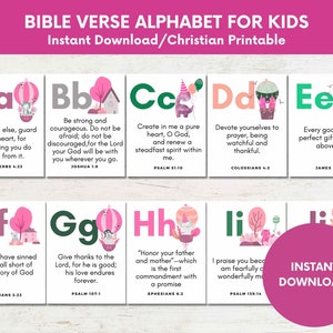Sunday School Kids Alphabet Bible Verse Cards,scripture Memorization ...