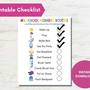 Back to School Daily Morning Routine Chart for Kids,ready for School ...
