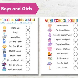 Visual Back to School Morning Before and After School Daily Routine ...