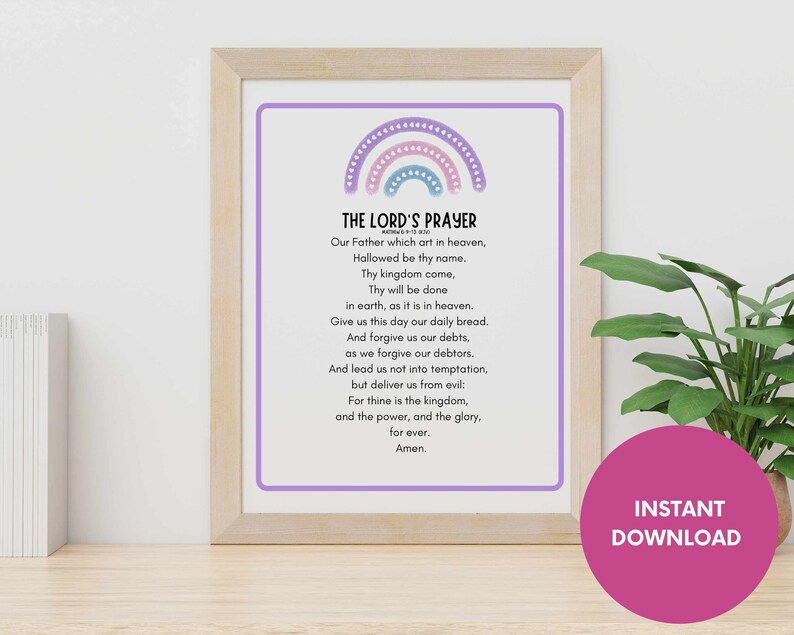 The Lord’s Prayer Printable for School,daily Morning Prayer for Kids ...