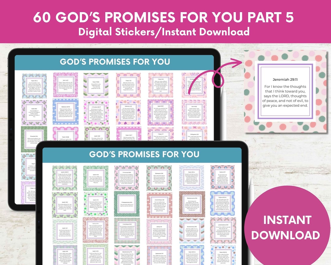 60 Bible Verses Digital Stickers for Christians,god’s Promises Jesus ...