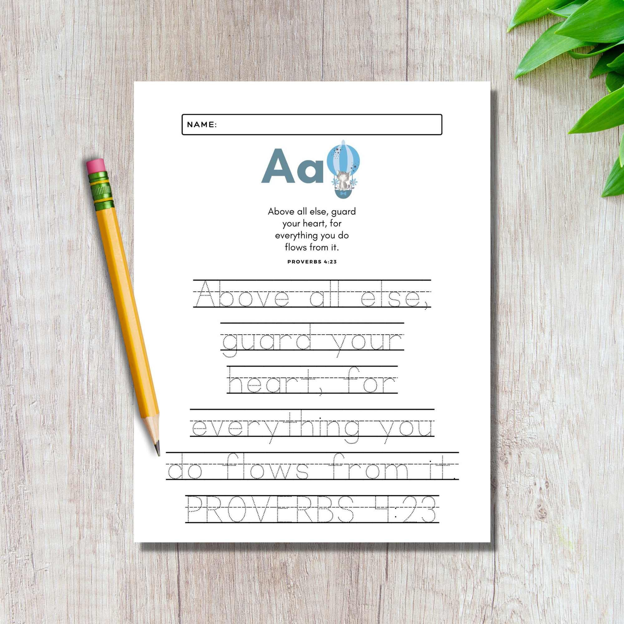 Printable Alphabet Bible Verse Tracing Worksheets for - Etsy