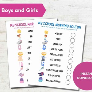 Back to School Daily Morning Routine Chart for Kids,ready for School ...