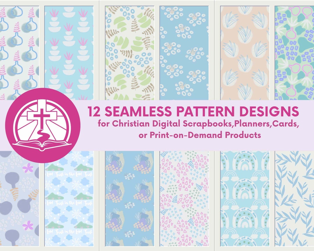 12 Blue Digital Paper Pack Seamless Pattern for Print on Demand,planner ...