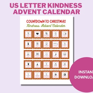 Printable Family Christian Christmas Kindness Advent Calendar,kids ...
