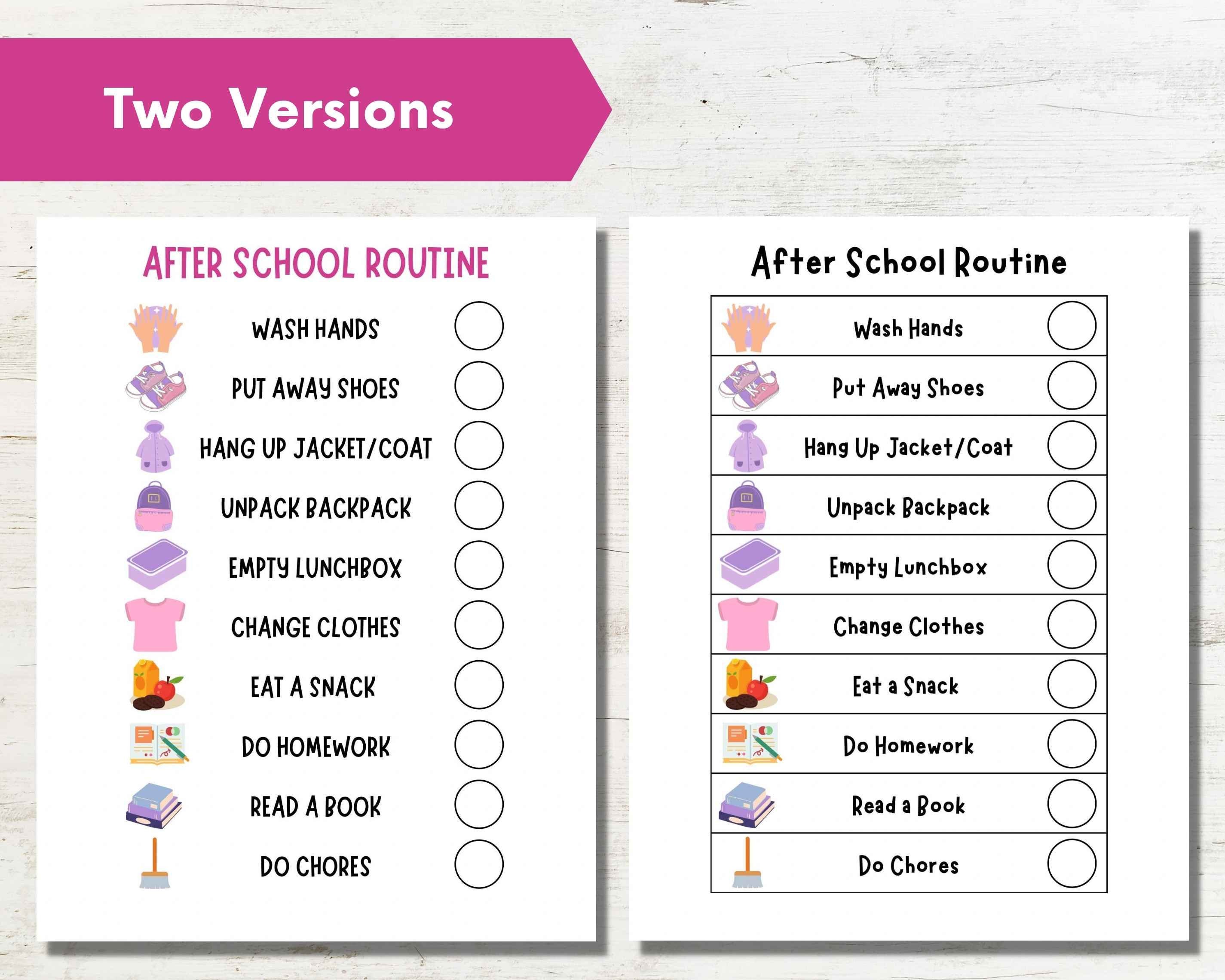 After School Routine Checklist for Kids,kids Chore Checklist Daily ...