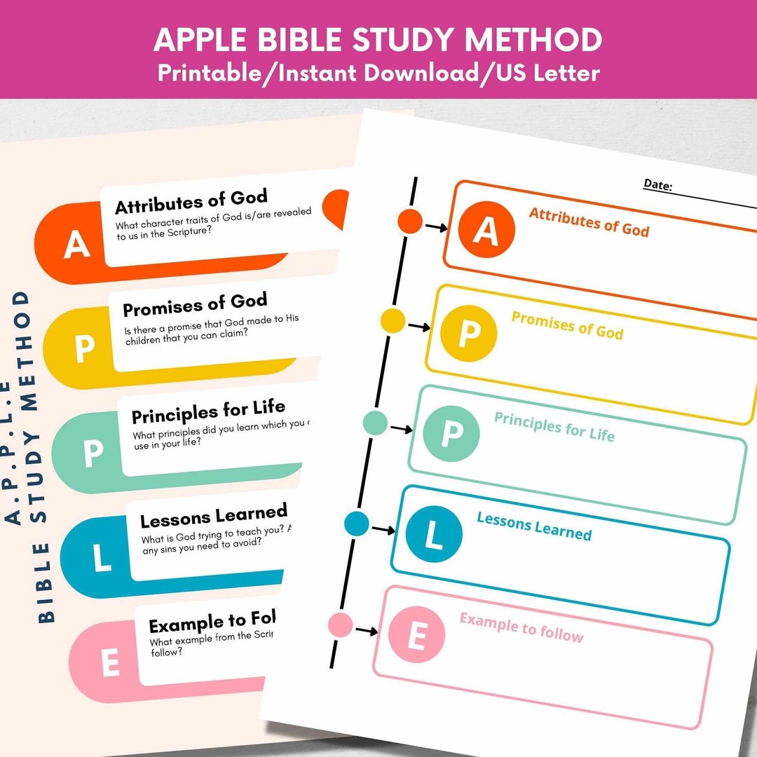 Printable APPLE Bible Study Tool for Beginners,christian Devotional Template,worksheet for Youth ...