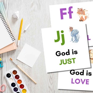 ABC Scripture Cards: Attributes of God, Homeschool Christian Flashcards ...