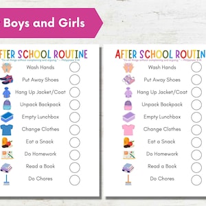 After School Routine Checklist: Visual Kids Chore Chart (digital ...