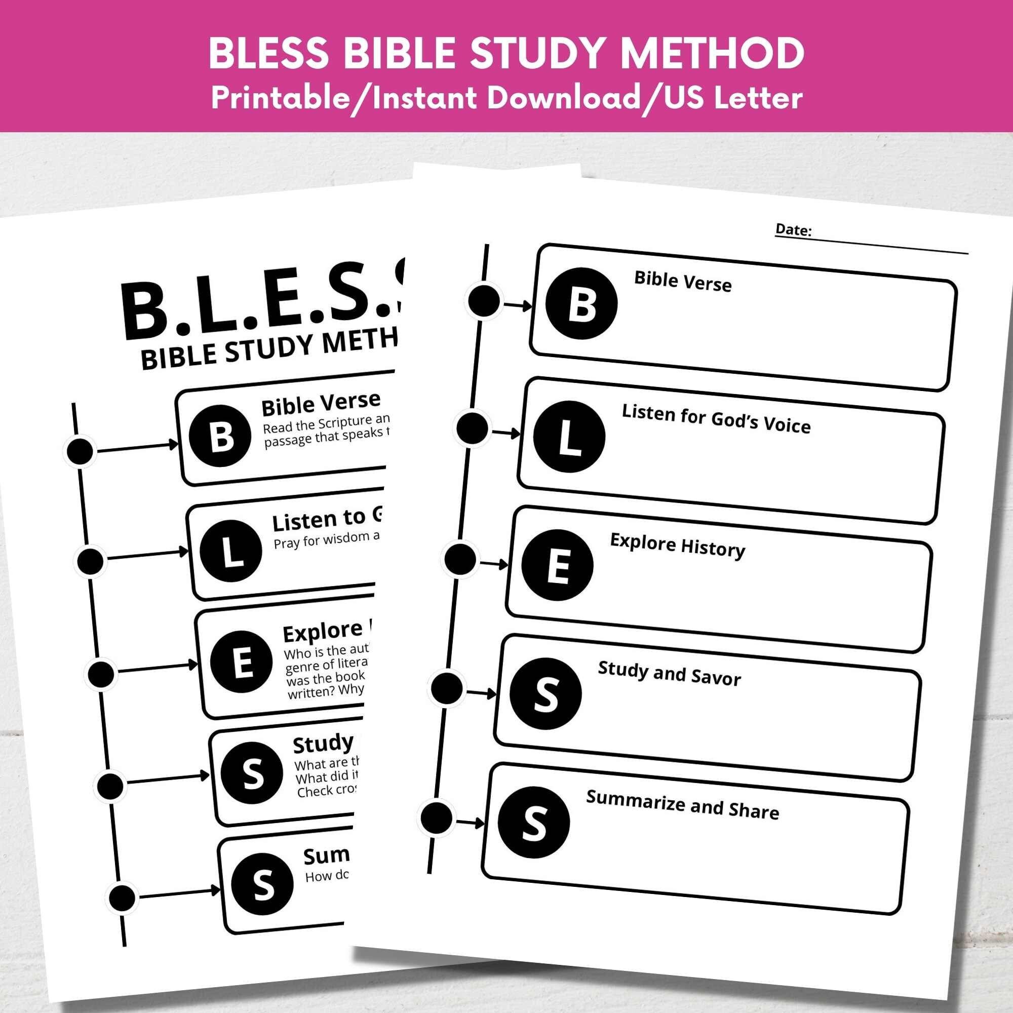 Printable BLESS Bible Study Tool for Beginners,christian Devotional ...