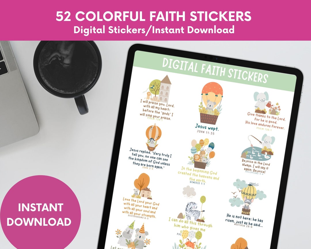 52 Cute Faith Christian Digital Stickers for Bible Journals and ...