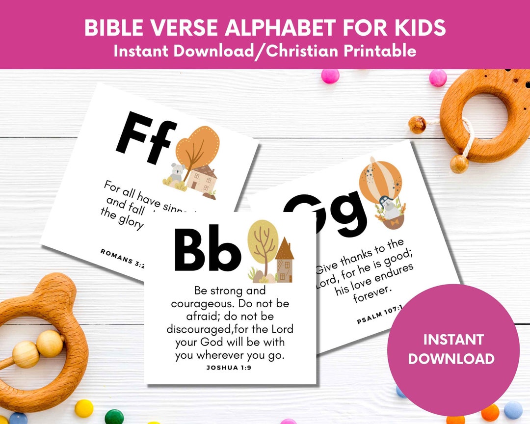 Kids ABC Animal Bible Verse Cards, Bible Verse for Kids, Memory Verse ...