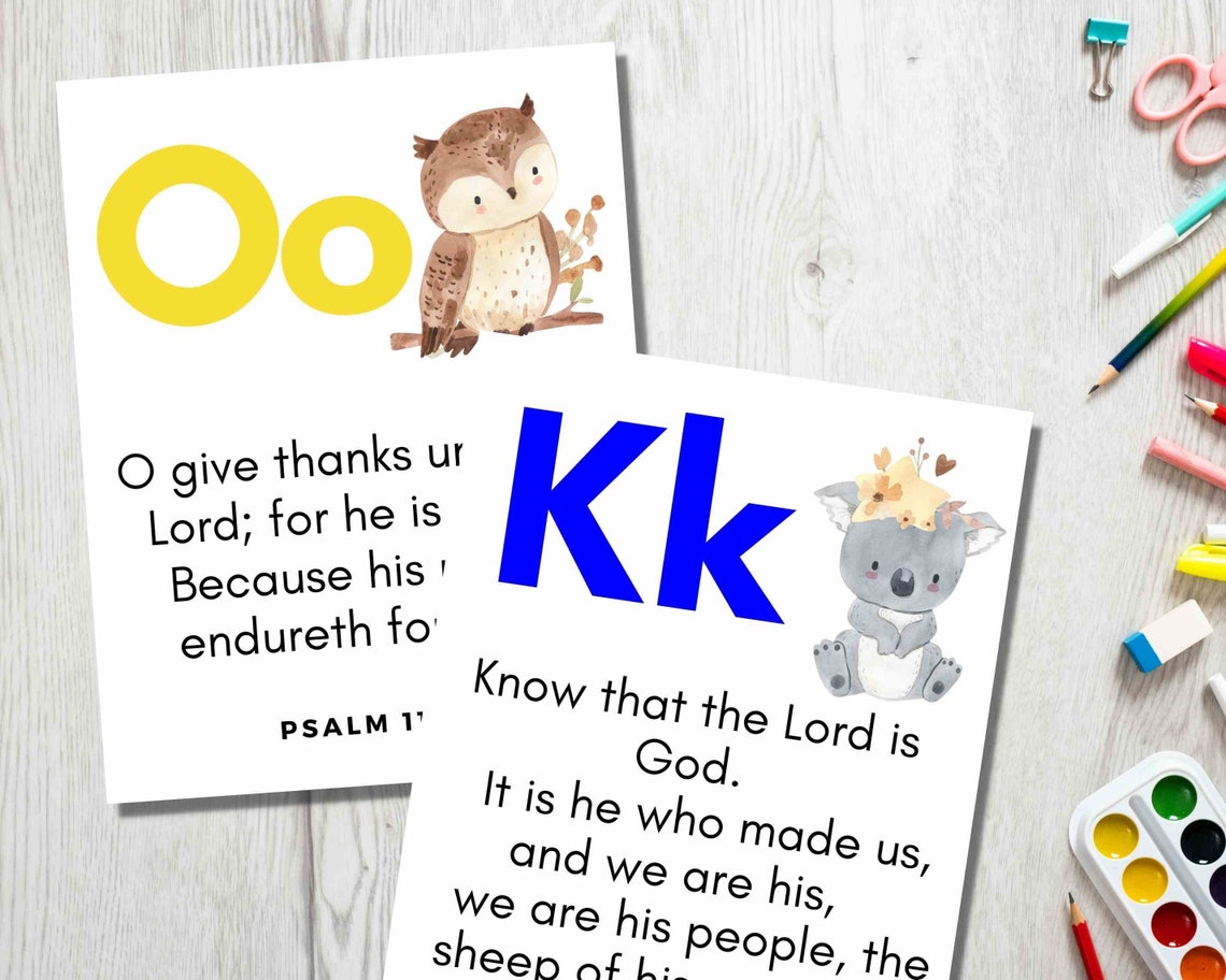 Kids ABC Bible Verse Cards: Printable Scripture, Toddler Learning (PDF ...