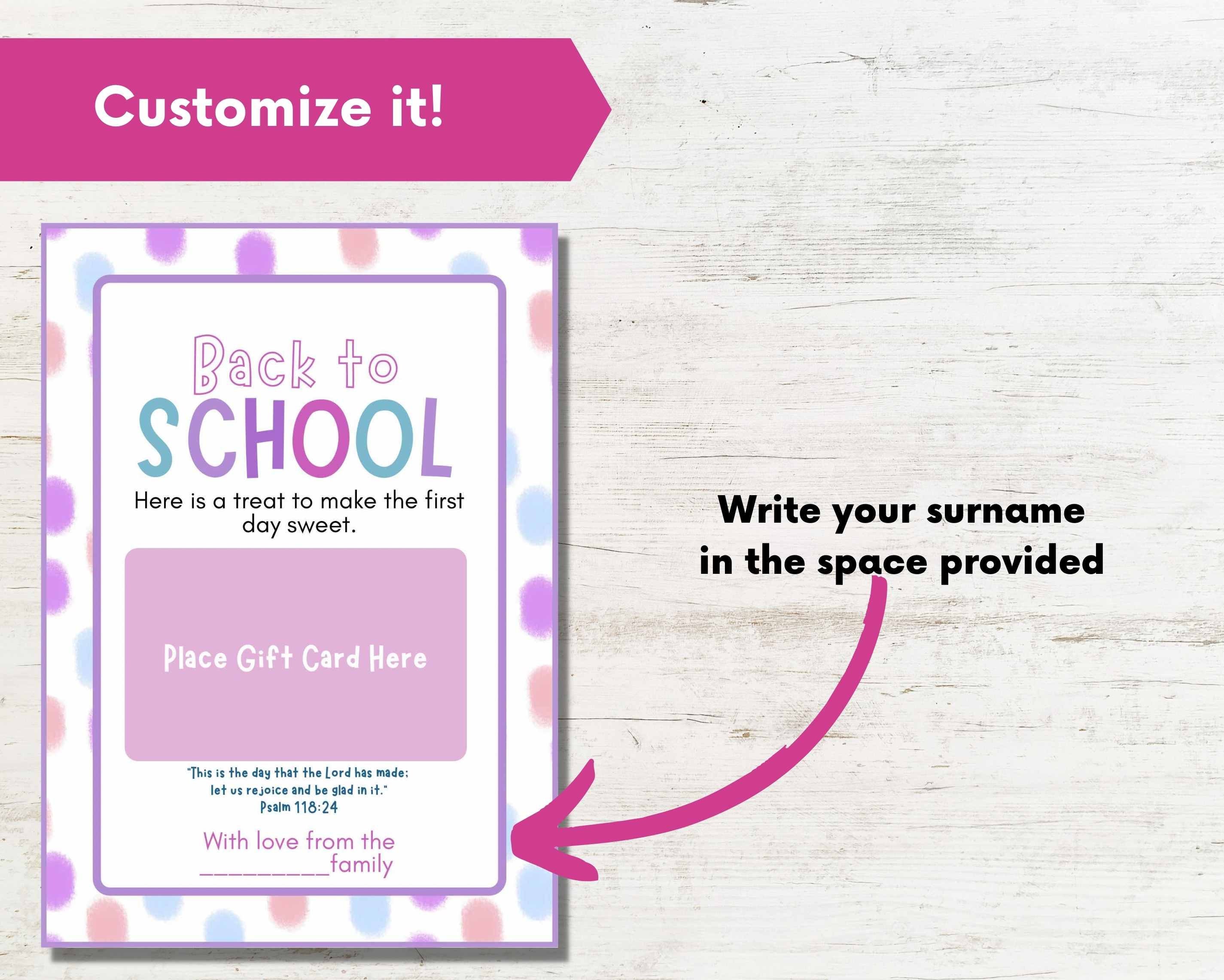 Editable Gift Card Holder Template for Teacherfirst Day of - Etsy