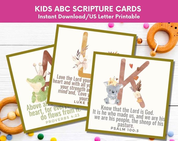 Bible Memory Cards for Kids, Alphabet Tracing Cards, Bible ABC Cards ...