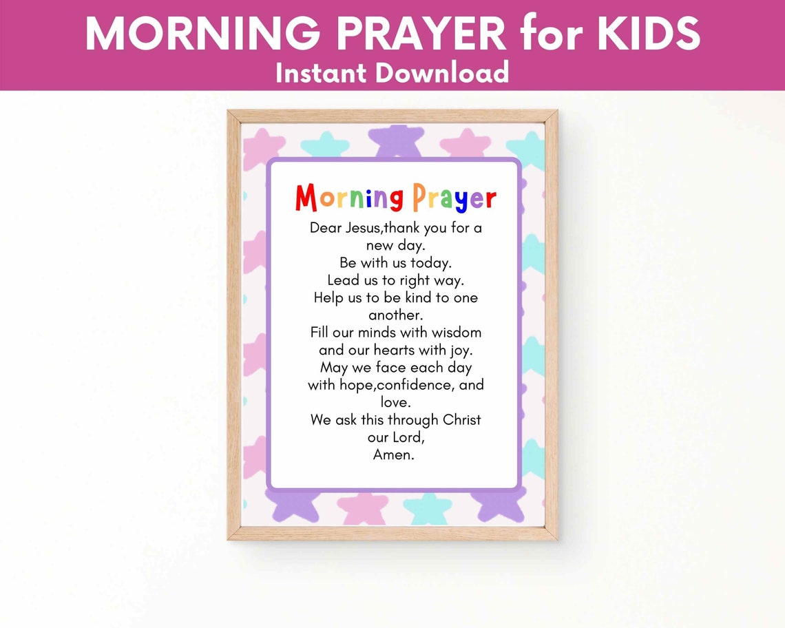 Kids' Morning Prayer Printable: Christian Classroom Decor (digital ...