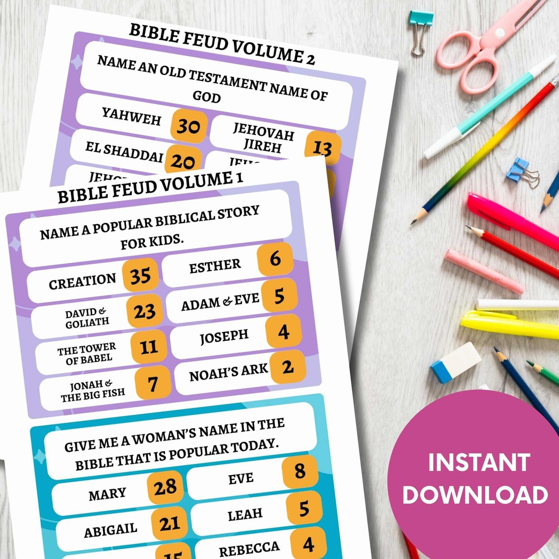 56 Printable Bible Feud Game Cards for Family,christian Church Games ...