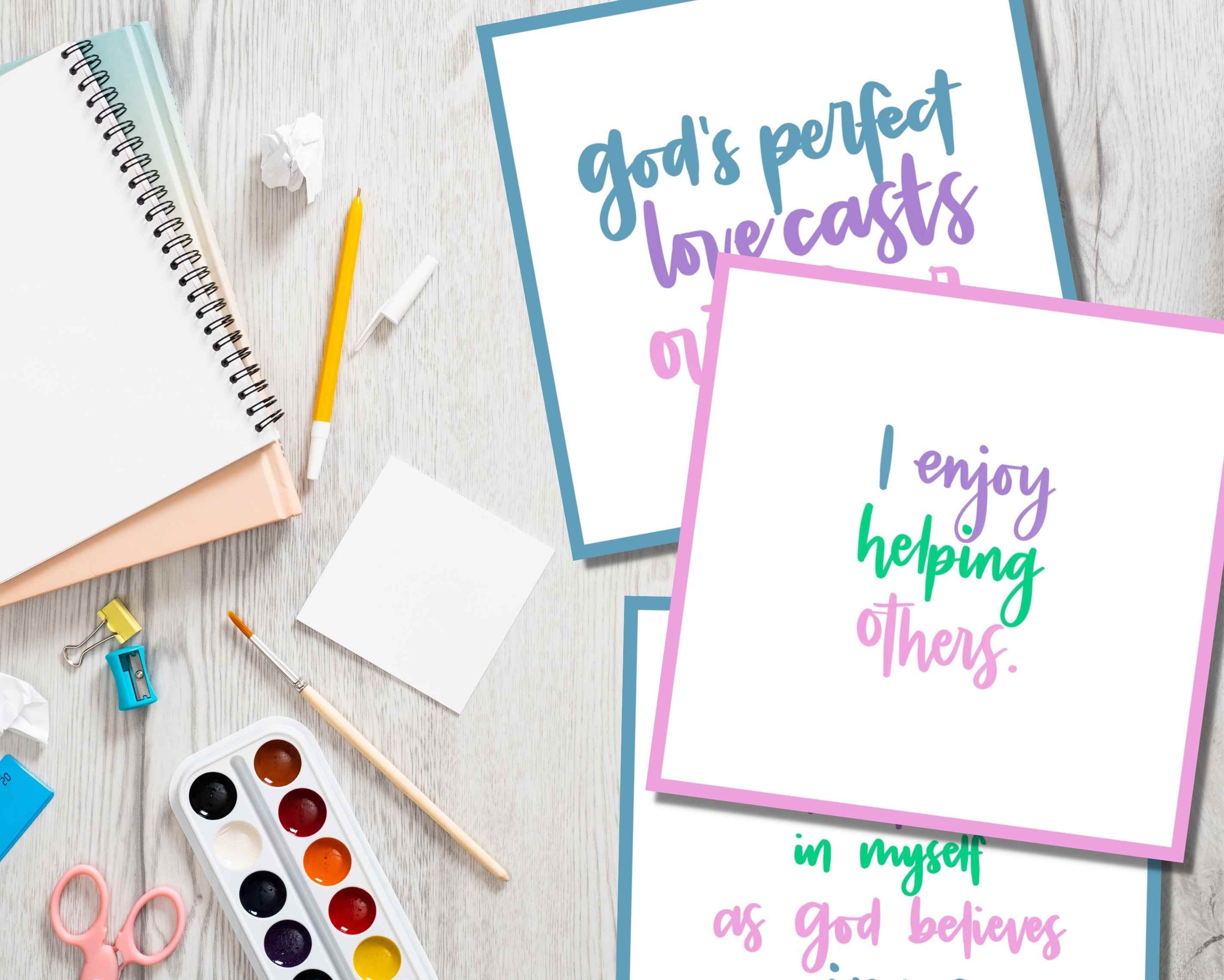 100 Handlettered Printable Words of Affirmation Scripture Cards ...