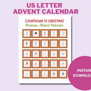 Printable Christmas Advent Calendar Pack for Family,kids Kindness ...