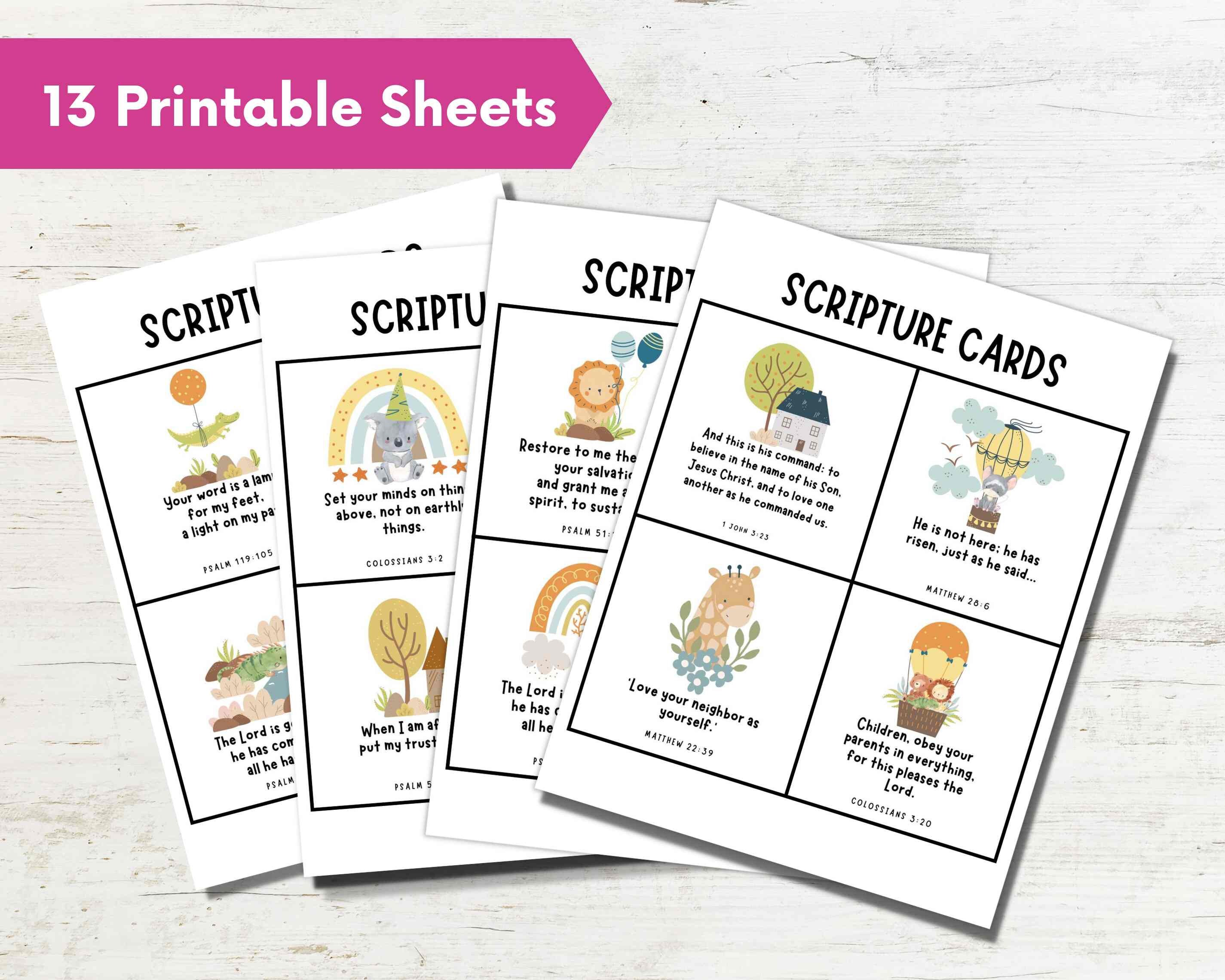 52 Bible Verse Scripture Flashcards Memory Verse,kids Christian ...