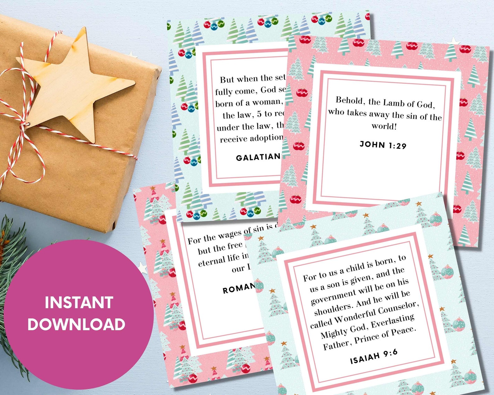 Printable Christmas Scripture Cards: Nativity Bible Verses (PDF) - Etsy