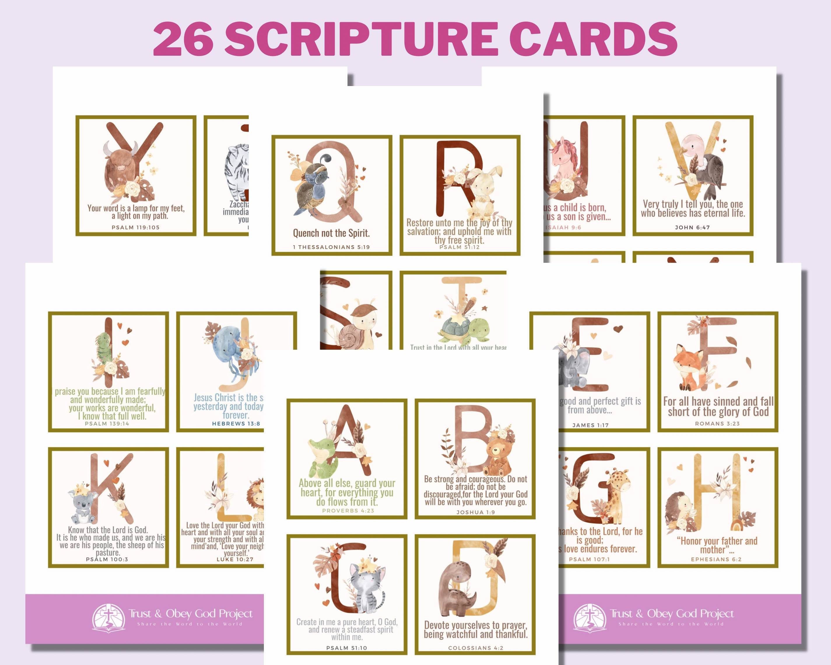 Kids ABC Animal Bible Verse Cards Bible Verse for Kids - Etsy