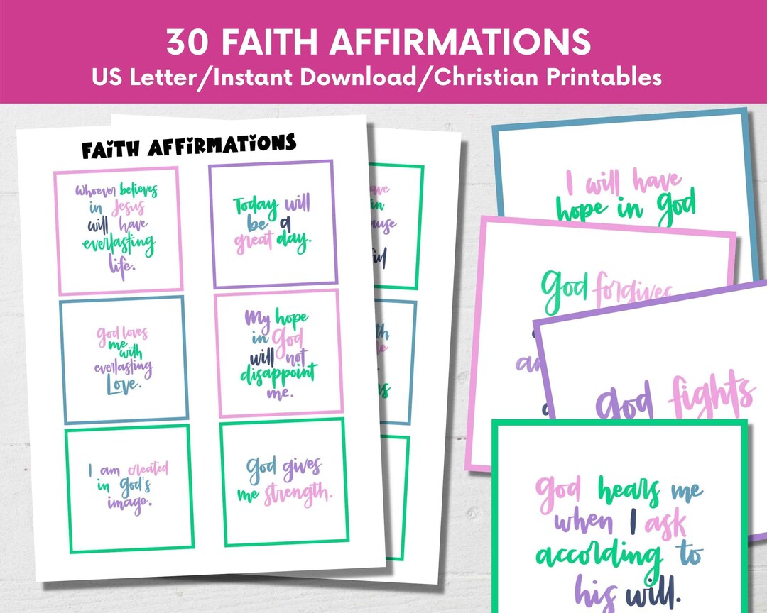 Faith Affirmation Cards: 30 Handlettered Christian Printables (PDF) - Etsy